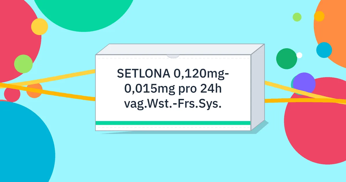Symbolbild: Packung mit der Aufschrift SETLONA 0,120mg-0,015mg pro 24h vag.Wst.-Frs.Sys. (PZN 13704352) – Verfügbarkeit und Bezug in Apotheken in Frankfurt am Main