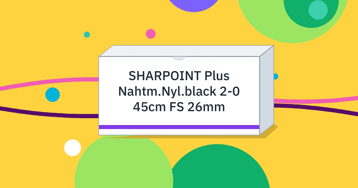 Symbolbild: Packung mit der Aufschrift SHARPOINT Plus Nahtm.Nyl.black 2-0 45cm FS 26mm (PZN 17984176) – Verfügbarkeit und Bezug in Apotheken in Frankfurt am Main