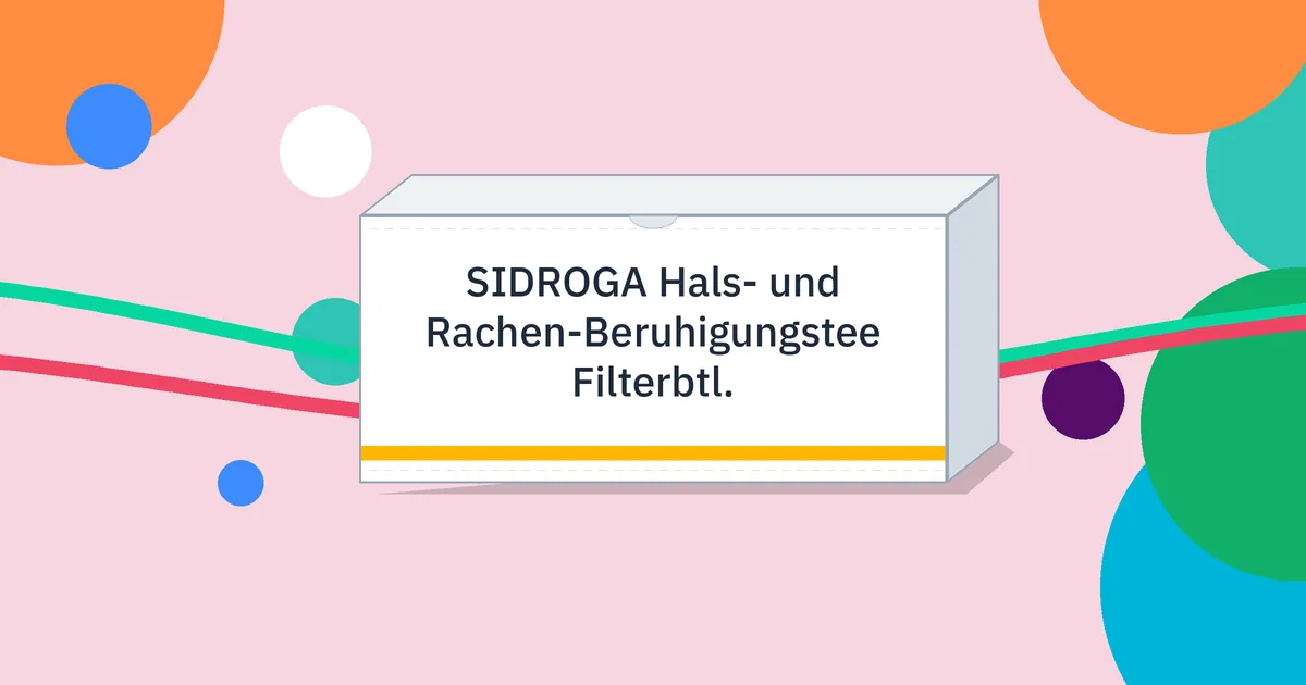 Symbolbild: Packung mit der Aufschrift SIDROGA Hals- und Rachen-Beruhigungstee Filterbtl. (PZN 14162226) – Verfügbarkeit und Bezug in Apotheken in Frankfurt am Main