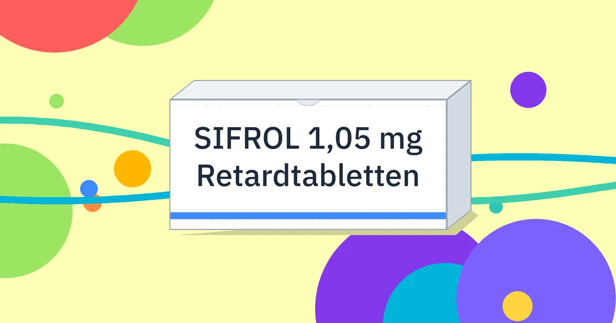 Symbolbild: Packung mit der Aufschrift SIFROL 1,05 mg Retardtabletten (PZN 16698132) – Verfügbarkeit und Bezug in Apotheken in Frankfurt am Main