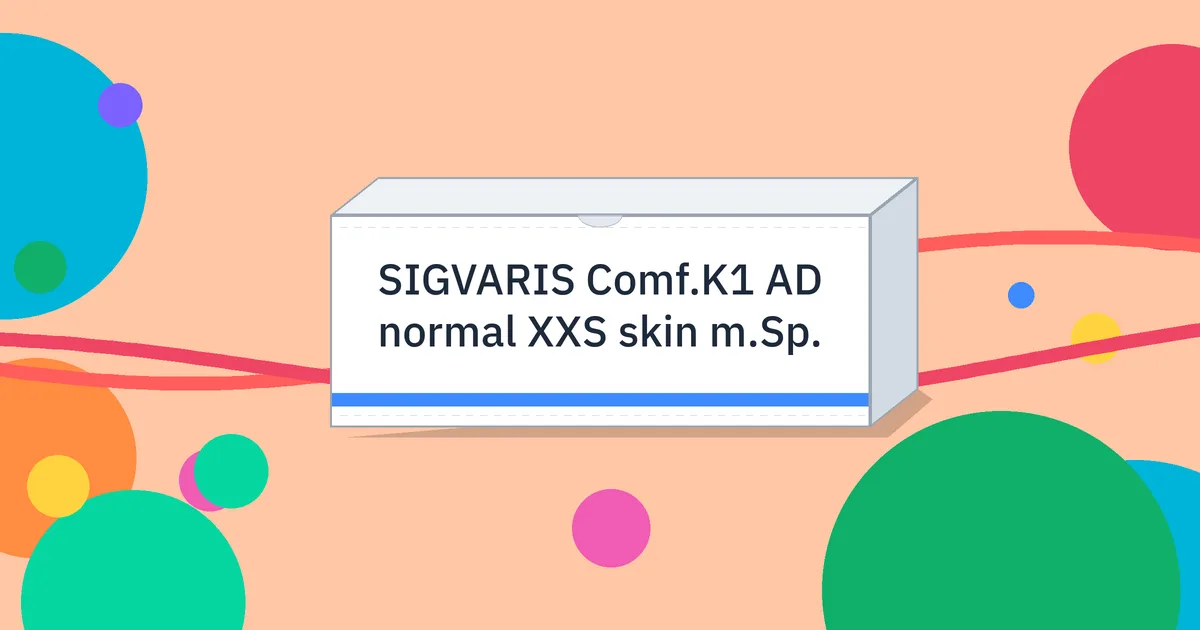 Symbolbild: Packung mit der Aufschrift SIGVARIS Comf.K1 AD normal XXS skin m.Sp. (PZN 17093589) – Verfügbarkeit und Bezug in Apotheken in Frankfurt am Main