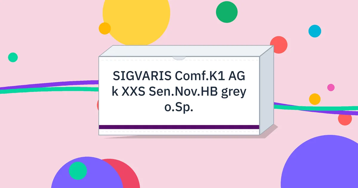 Symbolbild: Packung mit der Aufschrift SIGVARIS Comf.K1 AG k XXS Sen.Nov.HB grey o.Sp. (PZN 17100332) – Verfügbarkeit und Bezug in Apotheken in Frankfurt am Main