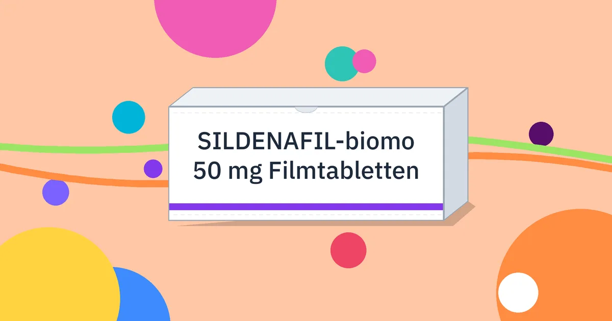 Symbolbild: Packung mit der Aufschrift SILDENAFIL-biomo 50 mg Filmtabletten (PZN 18175303) – Verfügbarkeit und Bezug in Apotheken in Frankfurt am Main
