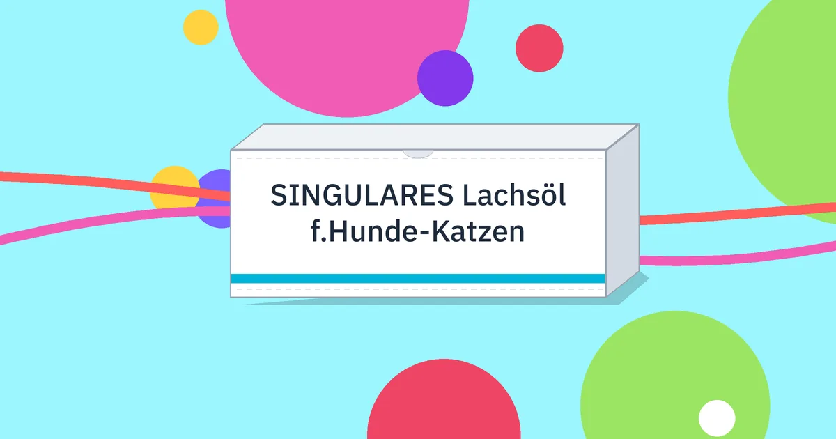 Symbolbild: Packung mit der Aufschrift SINGULARES Lachsöl f.Hunde-Katzen (PZN 12478215) – Verfügbarkeit und Bezug in Apotheken in Frankfurt am Main