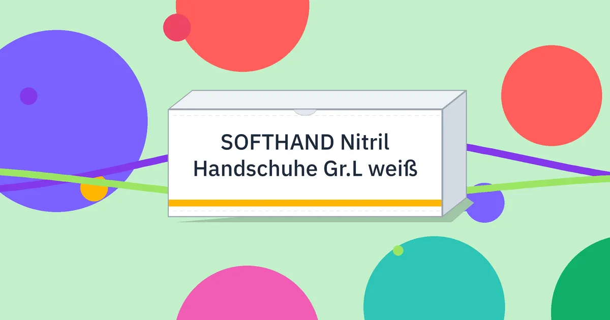 Symbolbild: Packung mit der Aufschrift SOFTHAND Nitril Handschuhe Gr.L weiß (PZN 09772649) – Verfügbarkeit und Bezug in Apotheken in Frankfurt am Main