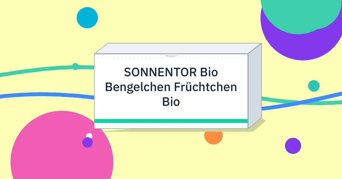 Symbolbild: Packung mit der Aufschrift SONNENTOR Bio Bengelchen Früchtchen Bio (PZN 18902192) – Verfügbarkeit und Bezug in Apotheken in Frankfurt am Main