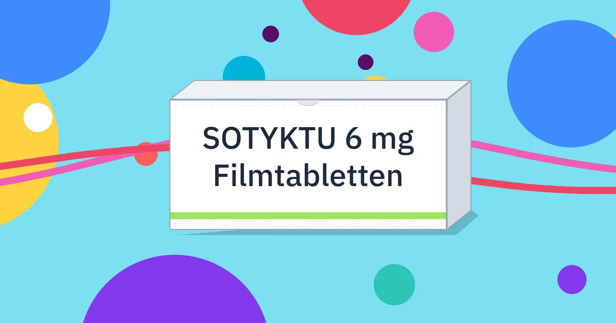 Symbolbild: Packung mit der Aufschrift SOTYKTU 6 mg Filmtabletten (PZN 20807905) – Verfügbarkeit und Bezug in Apotheken in Frankfurt am Main