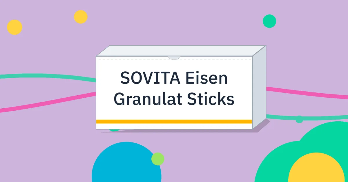 Symbolbild: Packung mit der Aufschrift SOVITA Eisen Granulat Sticks (PZN 17850317) – Verfügbarkeit und Bezug in Apotheken in Frankfurt am Main