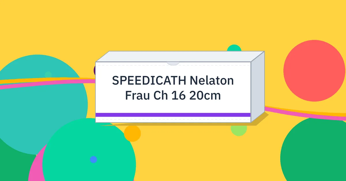 Symbolbild: Packung mit der Aufschrift SPEEDICATH Nelaton Frau Ch 16 20cm (PZN 09712015) – Verfügbarkeit und Bezug in Apotheken in Frankfurt am Main