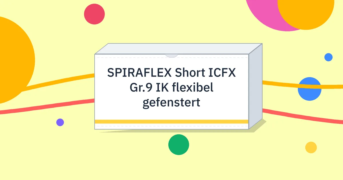 Symbolbild: Packung mit der Aufschrift SPIRAFLEX Short ICFX Gr.9 IK flexibel gefenstert (PZN 14285294) – Verfügbarkeit und Bezug in Apotheken in Frankfurt am Main