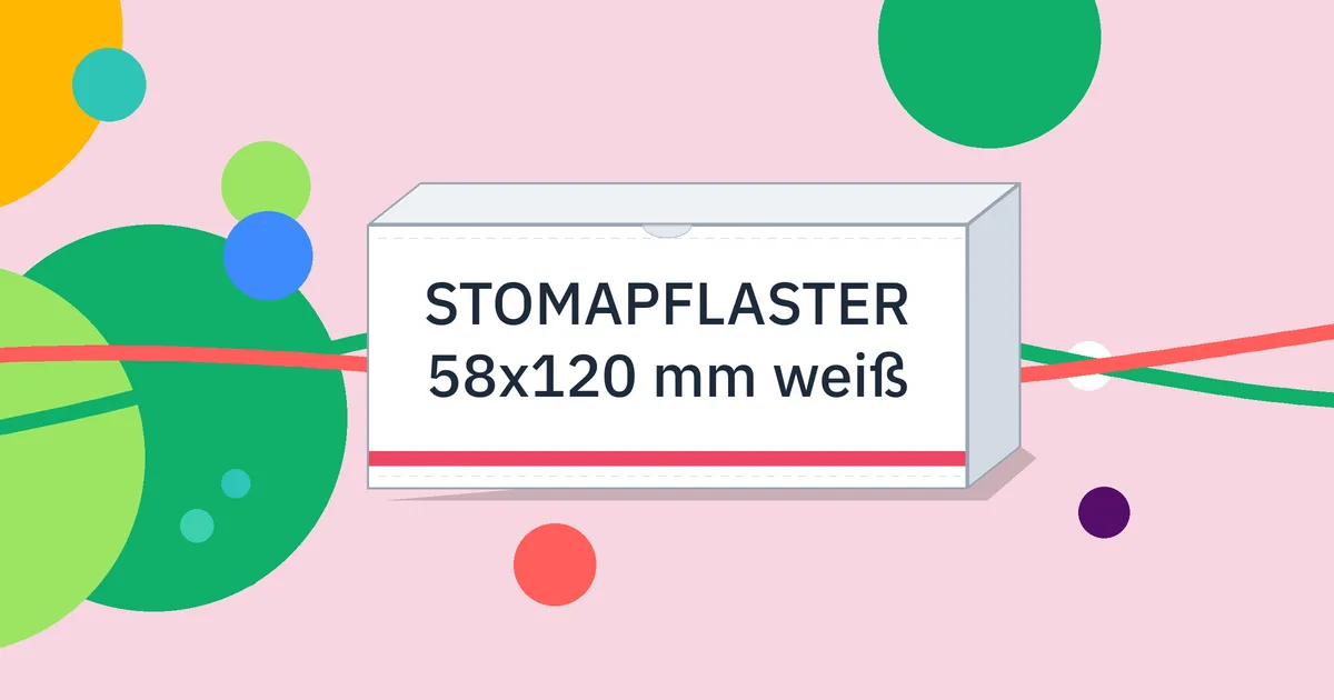 Symbolbild: Packung mit der Aufschrift STOMAPFLASTER 58x120 mm weiß (PZN 16034544) – Verfügbarkeit und Bezug in Apotheken in Frankfurt am Main