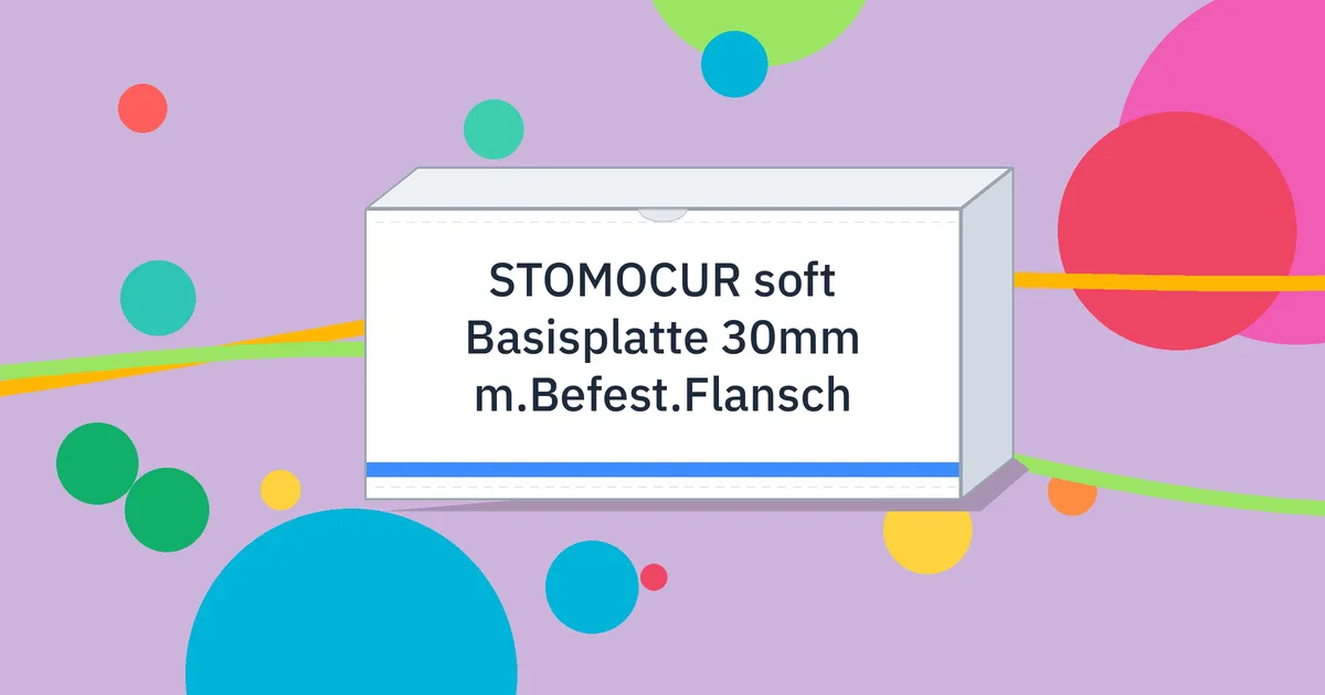 Symbolbild: Packung mit der Aufschrift STOMOCUR soft Basisplatte 30mm m.Befest.Flansch (PZN 06198109) – Verfügbarkeit und Bezug in Apotheken in Frankfurt am Main