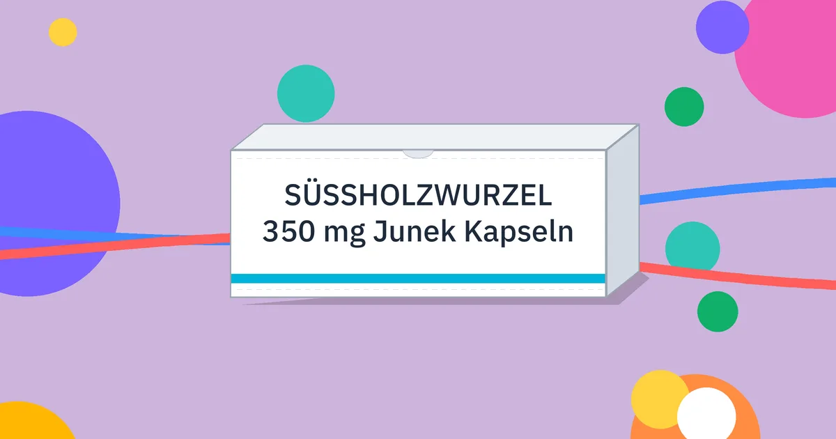 Symbolbild: Packung mit der Aufschrift SÜSSHOLZWURZEL 350 mg Junek Kapseln (PZN 03550675) – Verfügbarkeit und Bezug in Apotheken in Frankfurt am Main