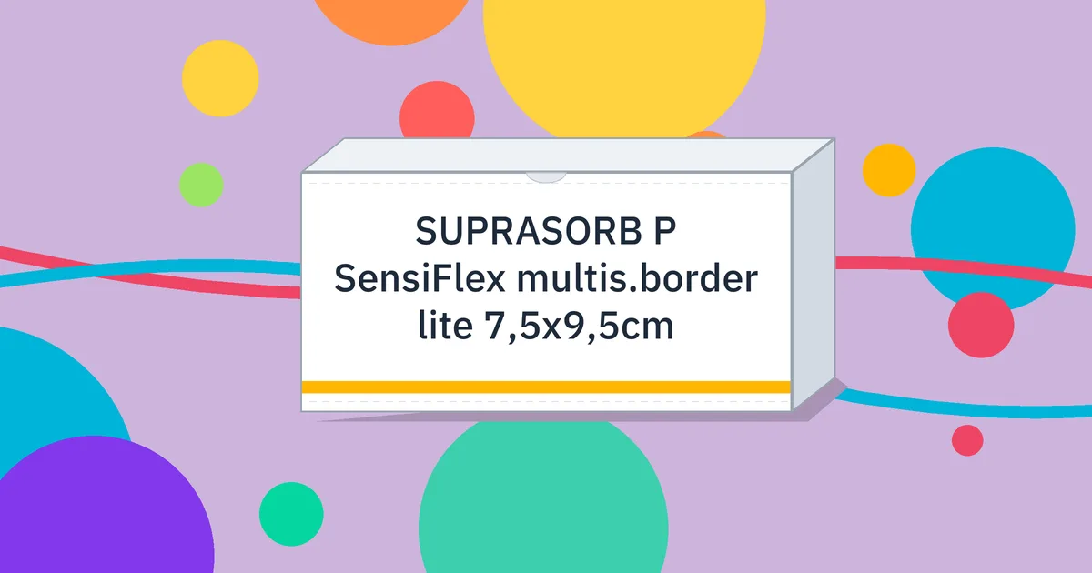 Symbolbild: Packung mit der Aufschrift SUPRASORB P SensiFlex multis.border lite 7,5x9,5cm (PZN 20223943) – Verfügbarkeit und Bezug in Apotheken in Frankfurt am Main