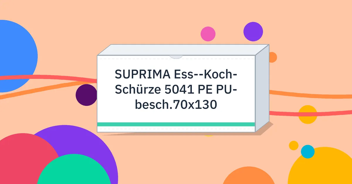 Symbolbild: Packung mit der Aufschrift SUPRIMA Ess--Koch-Schürze 5041 PE PU-besch.70x130 (PZN 16321686) – Verfügbarkeit und Bezug in Apotheken in Frankfurt am Main