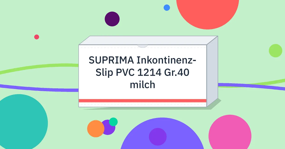 Symbolbild: Packung mit der Aufschrift SUPRIMA Inkontinenz-Slip PVC 1214 Gr.40 milch (PZN 03922875) – Verfügbarkeit und Bezug in Apotheken in Frankfurt am Main