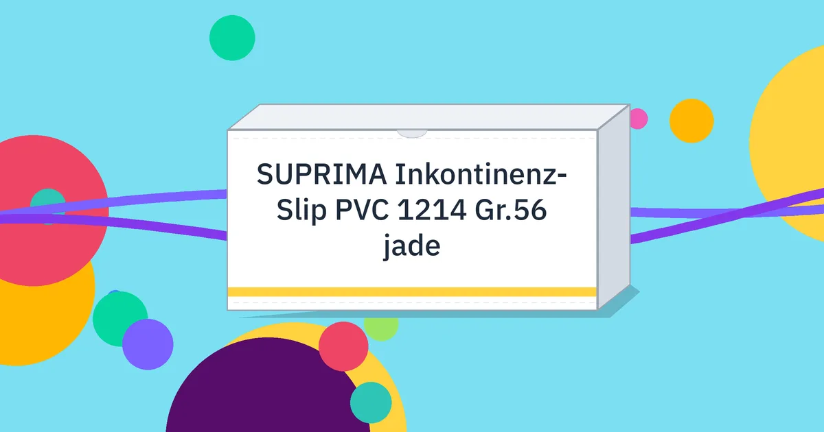 Symbolbild: Packung mit der Aufschrift SUPRIMA Inkontinenz-Slip PVC 1214 Gr.56 jade (PZN 02404954) – Verfügbarkeit und Bezug in Apotheken in Frankfurt am Main