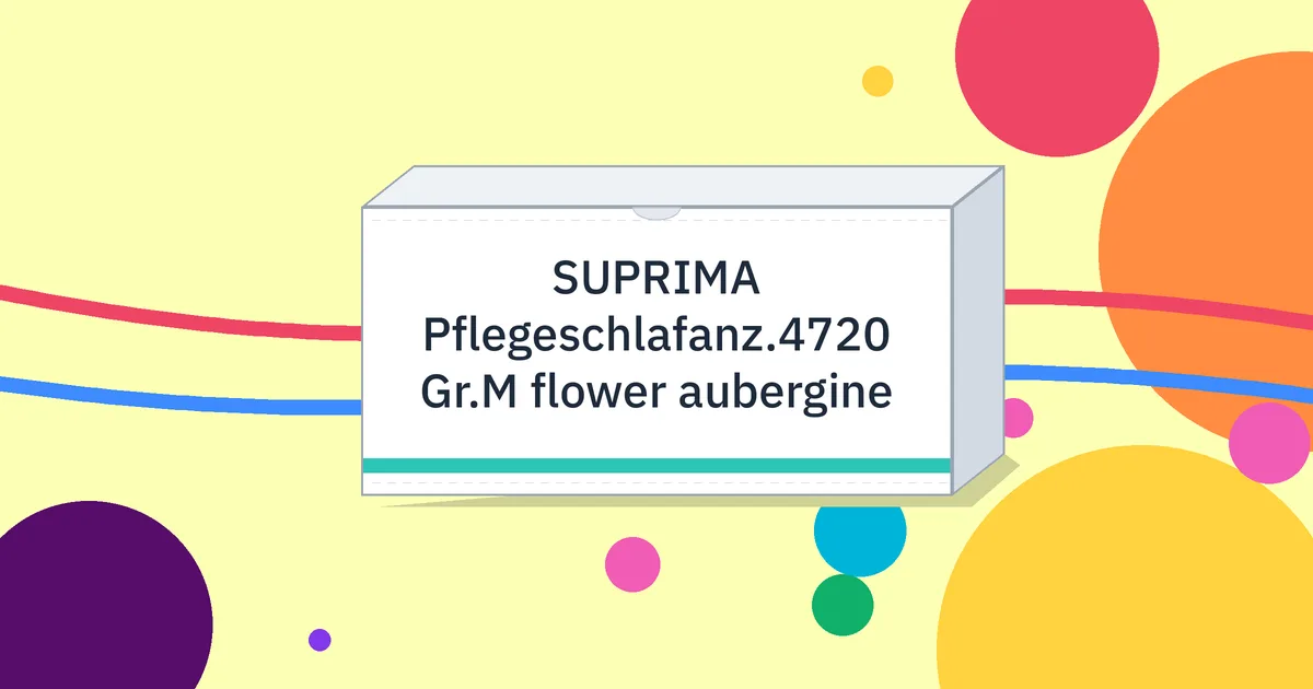 Symbolbild: Packung mit der Aufschrift SUPRIMA Pflegeschlafanz.4720 Gr.M flower aubergine (PZN 17314470) – Verfügbarkeit und Bezug in Apotheken in Frankfurt am Main