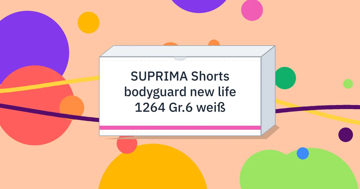 Symbolbild: Packung mit der Aufschrift SUPRIMA Shorts bodyguard new life 1264 Gr.6 weiß (PZN 18401076) – Verfügbarkeit und Bezug in Apotheken in Frankfurt am Main