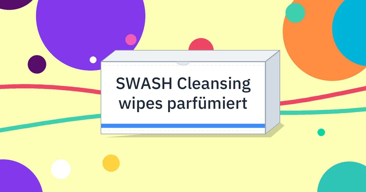 Symbolbild: Packung mit der Aufschrift SWASH Cleansing wipes parfümiert (PZN 16664765) – Verfügbarkeit und Bezug in Apotheken in Frankfurt am Main