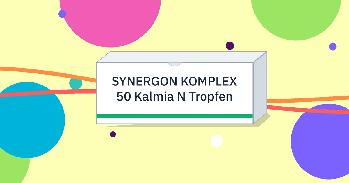 Symbolbild: Packung mit der Aufschrift SYNERGON KOMPLEX 50 Kalmia N Tropfen (PZN 03633510) – Verfügbarkeit und Bezug in Apotheken in Frankfurt am Main