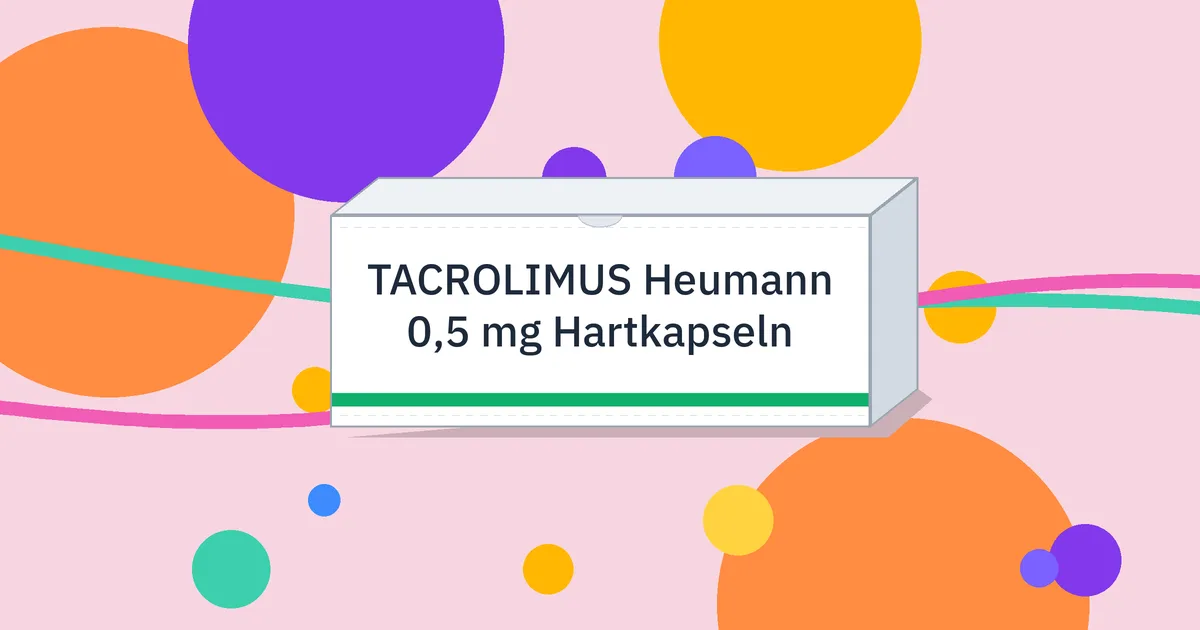 Symbolbild: Packung mit der Aufschrift TACROLIMUS Heumann 0,5 mg Hartkapseln (PZN 09708255) – Verfügbarkeit und Bezug in Apotheken in Frankfurt am Main