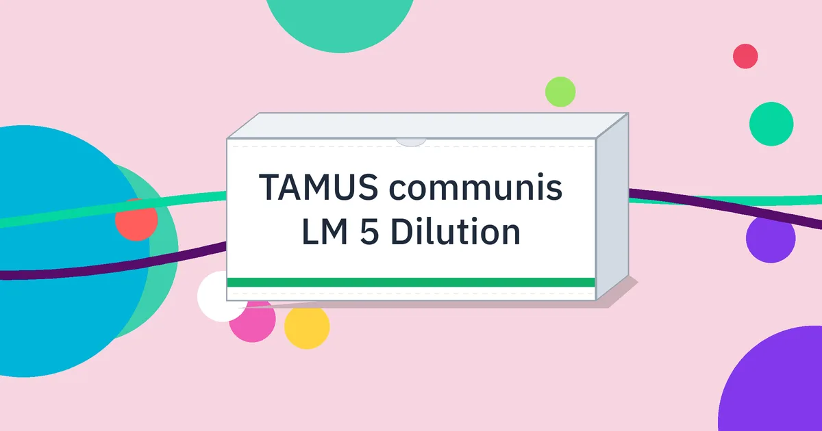 Symbolbild: Packung mit der Aufschrift TAMUS communis LM 5 Dilution (PZN 13687116) – Verfügbarkeit und Bezug in Apotheken in Frankfurt am Main