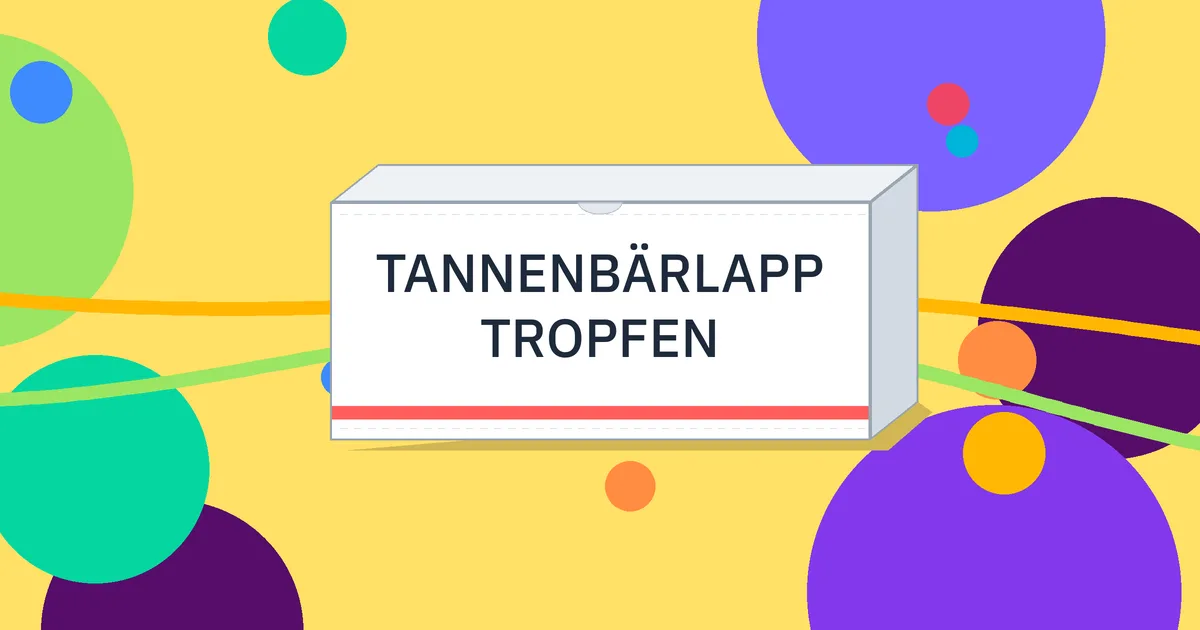 Symbolbild: Packung mit der Aufschrift TANNENBÄRLAPP TROPFEN (PZN 15228602) – Verfügbarkeit und Bezug in Apotheken in Frankfurt am Main