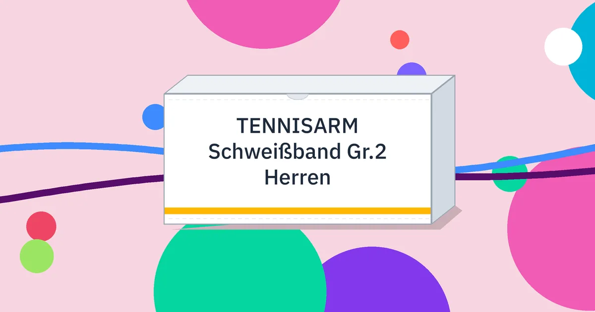 Symbolbild: Packung mit der Aufschrift TENNISARM Schweißband Gr.2 Herren (PZN 00671415) – Verfügbarkeit und Bezug in Apotheken in Frankfurt am Main
