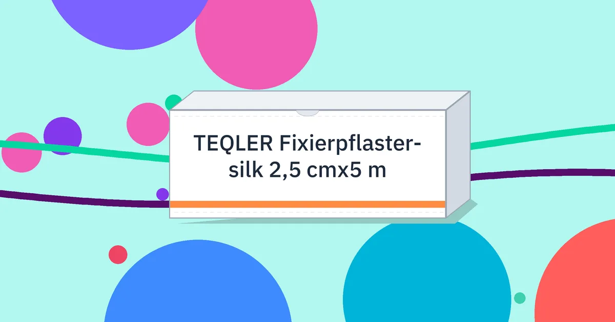 Symbolbild: Packung mit der Aufschrift TEQLER Fixierpflaster-silk 2,5 cmx5 m (PZN 18884123) – Verfügbarkeit und Bezug in Apotheken in Frankfurt am Main