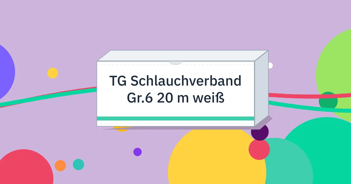 Symbolbild: Packung mit der Aufschrift TG Schlauchverband Gr.6 20 m weiß (PZN 18736322) – Verfügbarkeit und Bezug in Apotheken in Frankfurt am Main