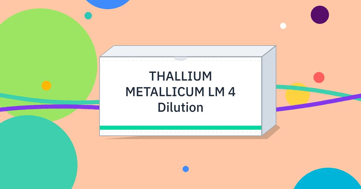 Symbolbild: Packung mit der Aufschrift THALLIUM METALLICUM LM 4 Dilution (PZN 13218350) – Verfügbarkeit und Bezug in Apotheken in Frankfurt am Main