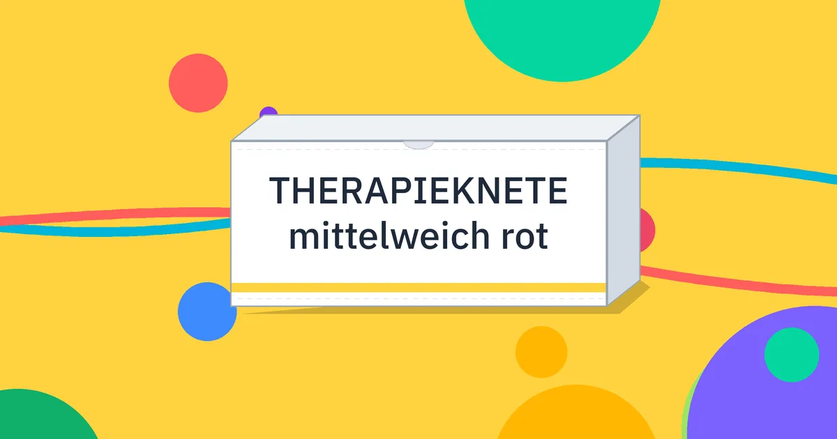 Symbolbild: Packung mit der Aufschrift THERAPIEKNETE mittelweich rot (PZN 13700578) – Verfügbarkeit und Bezug in Apotheken in Frankfurt am Main