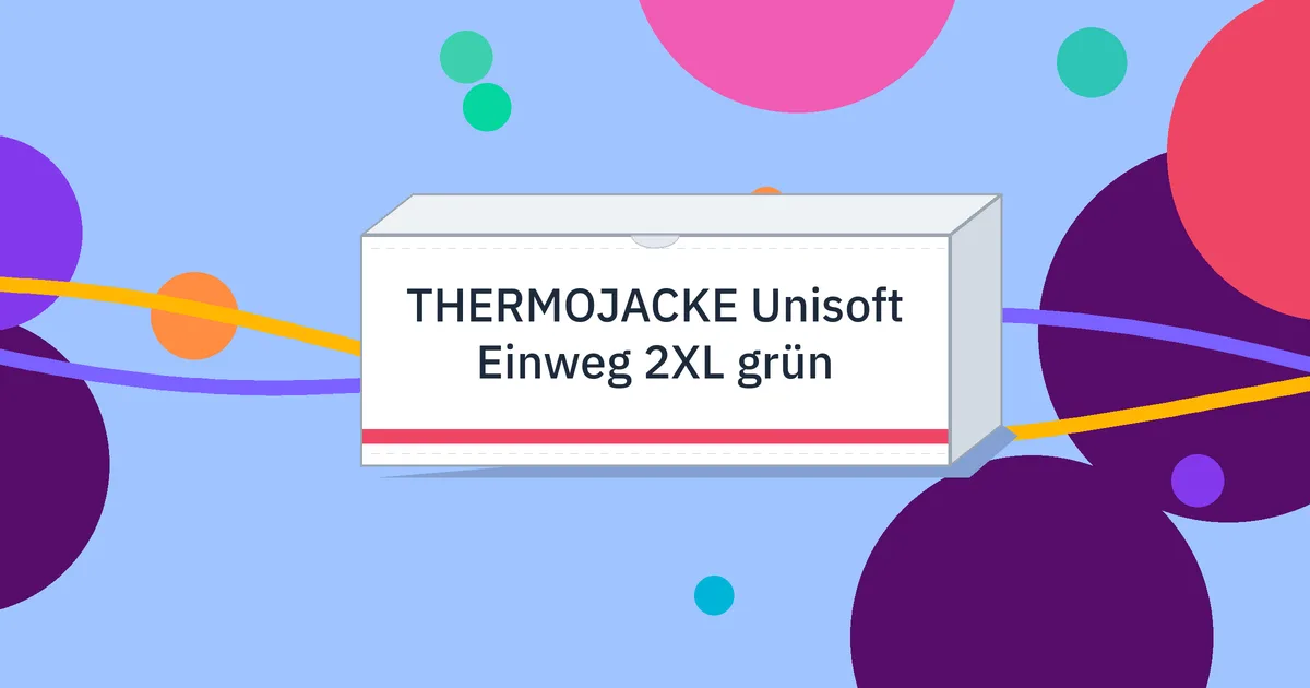 Symbolbild: Packung mit der Aufschrift THERMOJACKE Unisoft Einweg 2XL grün (PZN 04703709) – Verfügbarkeit und Bezug in Apotheken in Frankfurt am Main
