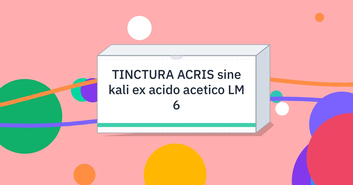 Symbolbild: Packung mit der Aufschrift TINCTURA ACRIS sine kali ex acido acetico LM 6 (PZN 13701483) – Verfügbarkeit und Bezug in Apotheken in Frankfurt am Main