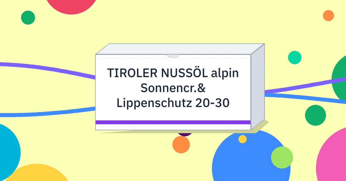 Symbolbild: Packung mit der Aufschrift TIROLER NUSSÖL alpin Sonnencr.& Lippenschutz 20-30 (PZN 09925389) – Verfügbarkeit und Bezug in Apotheken in Frankfurt am Main