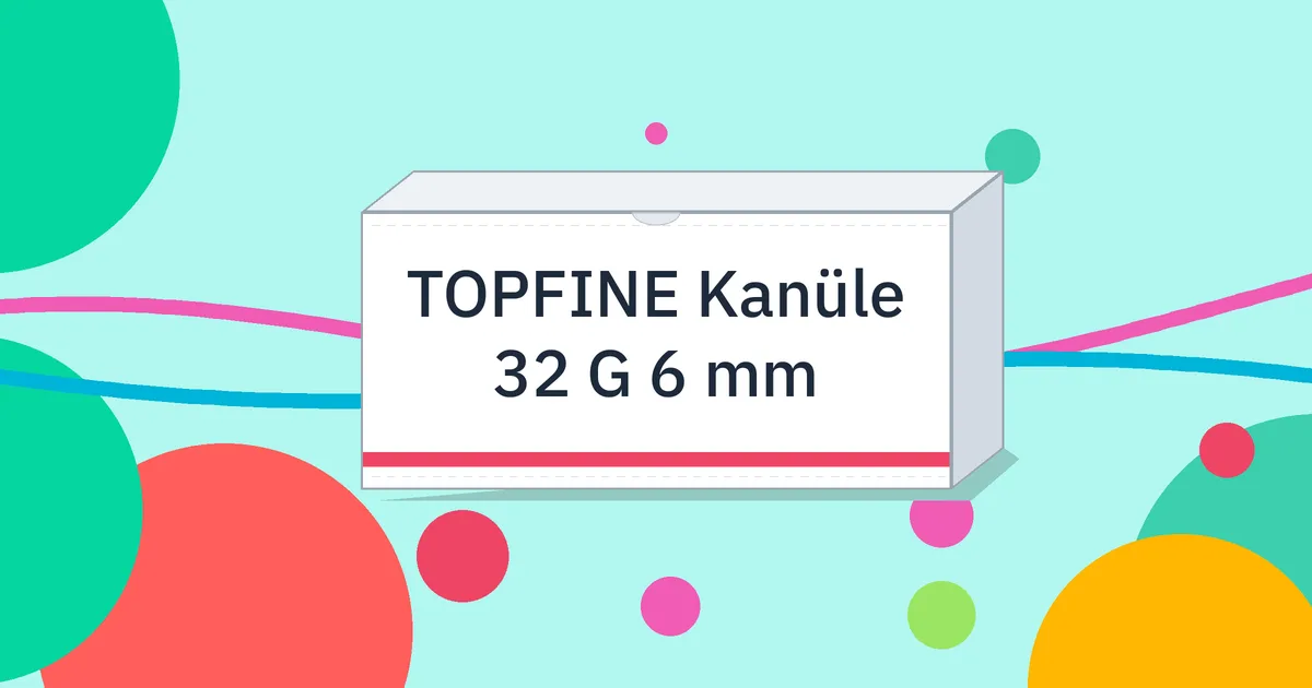 Symbolbild: Packung mit der Aufschrift TOPFINE Kanüle 32 G 6 mm (PZN 13355762) – Verfügbarkeit und Bezug in Apotheken in Frankfurt am Main
