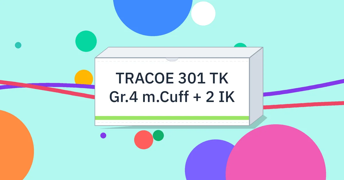 Symbolbild: Packung mit der Aufschrift TRACOE 301 TK Gr.4 m.Cuff + 2 IK (PZN 00919938) – Verfügbarkeit und Bezug in Apotheken in Frankfurt am Main