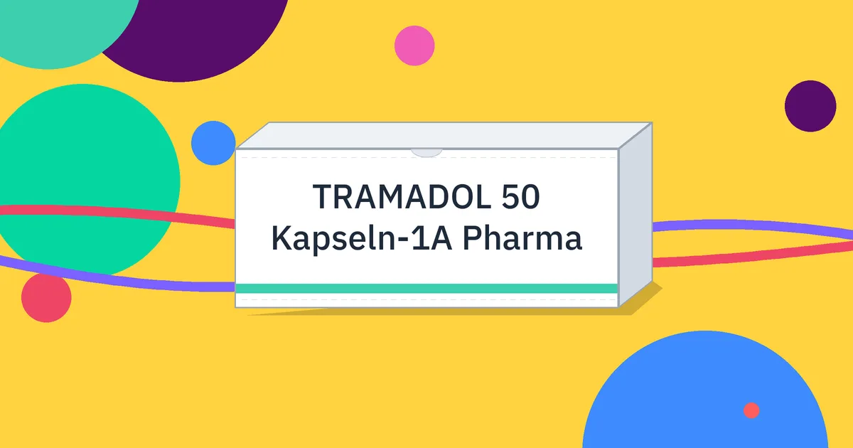 Symbolbild: Packung mit der Aufschrift TRAMADOL 50 Kapseln-1A Pharma (PZN 03682158) – Verfügbarkeit und Bezug in Apotheken in Frankfurt am Main