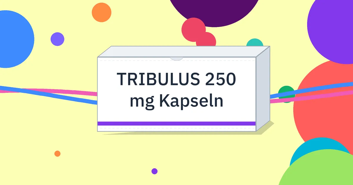 Symbolbild: Packung mit der Aufschrift TRIBULUS 250 mg Kapseln (PZN 17189970) – Verfügbarkeit und Bezug in Apotheken in Frankfurt am Main