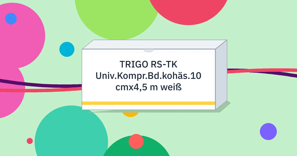 Symbolbild: Packung mit der Aufschrift TRIGO RS-TK Univ.Kompr.Bd.kohäs.10 cmx4,5 m weiß (PZN 12902096) – Verfügbarkeit und Bezug in Apotheken in Frankfurt am Main