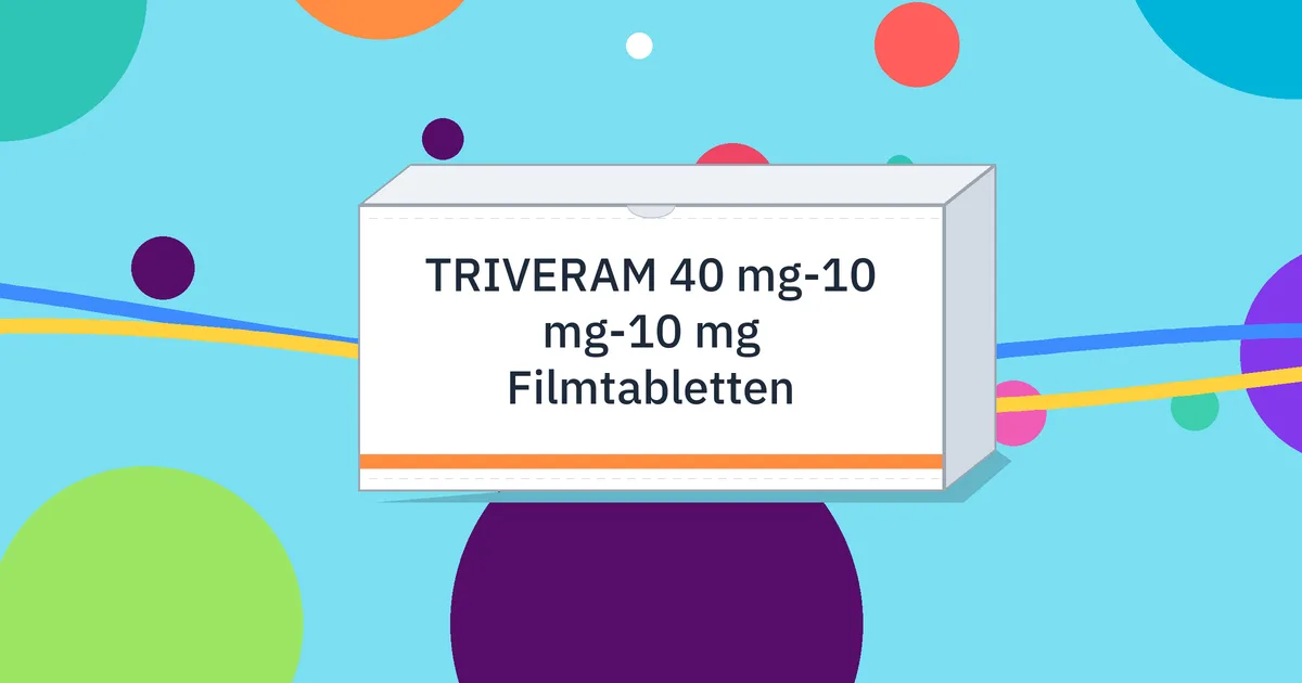 Symbolbild: Packung mit der Aufschrift TRIVERAM 40 mg-10 mg-10 mg Filmtabletten (PZN 19495240) – Verfügbarkeit und Bezug in Apotheken in Frankfurt am Main