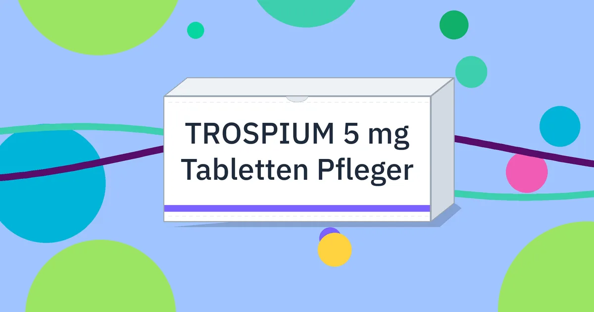 Symbolbild: Packung mit der Aufschrift TROSPIUM 5 mg Tabletten Pfleger (PZN 03647297) – Verfügbarkeit und Bezug in Apotheken in Frankfurt am Main