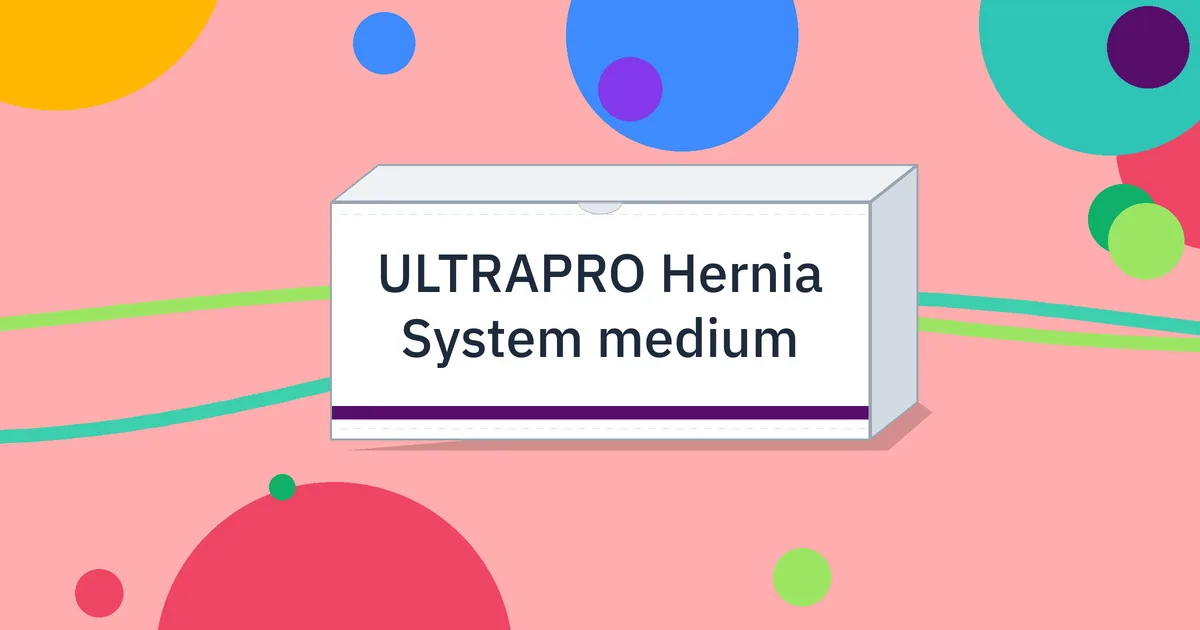 Symbolbild: Packung mit der Aufschrift ULTRAPRO Hernia System medium (PZN 04853001) – Verfügbarkeit und Bezug in Apotheken in Frankfurt am Main