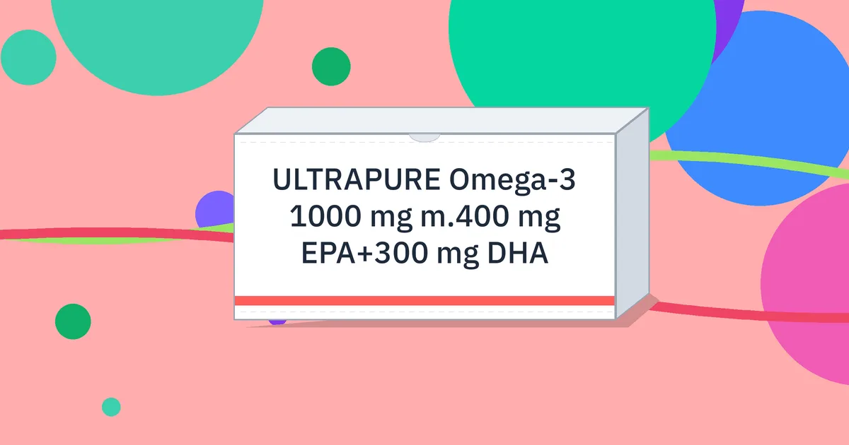 Symbolbild: Packung mit der Aufschrift ULTRAPURE Omega-3 1000 mg m.400 mg EPA+300 mg DHA (PZN 18053468) – Verfügbarkeit und Bezug in Apotheken in Frankfurt am Main