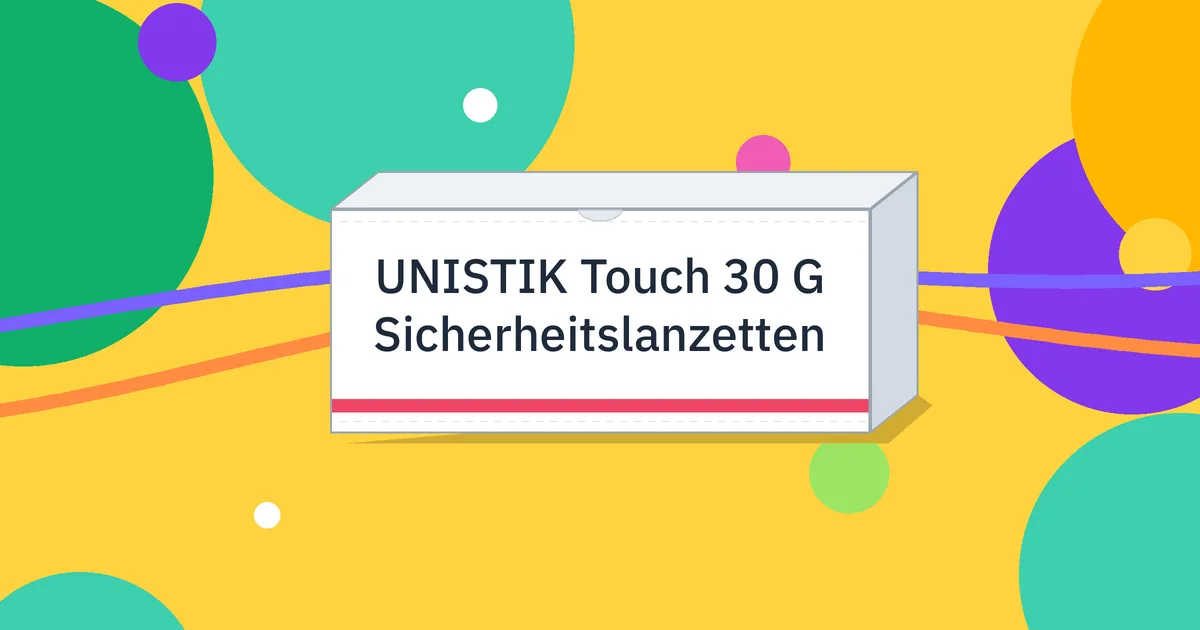 Symbolbild: Packung mit der Aufschrift UNISTIK Touch 30 G Sicherheitslanzetten (PZN 12482079) – Verfügbarkeit und Bezug in Apotheken in Frankfurt am Main