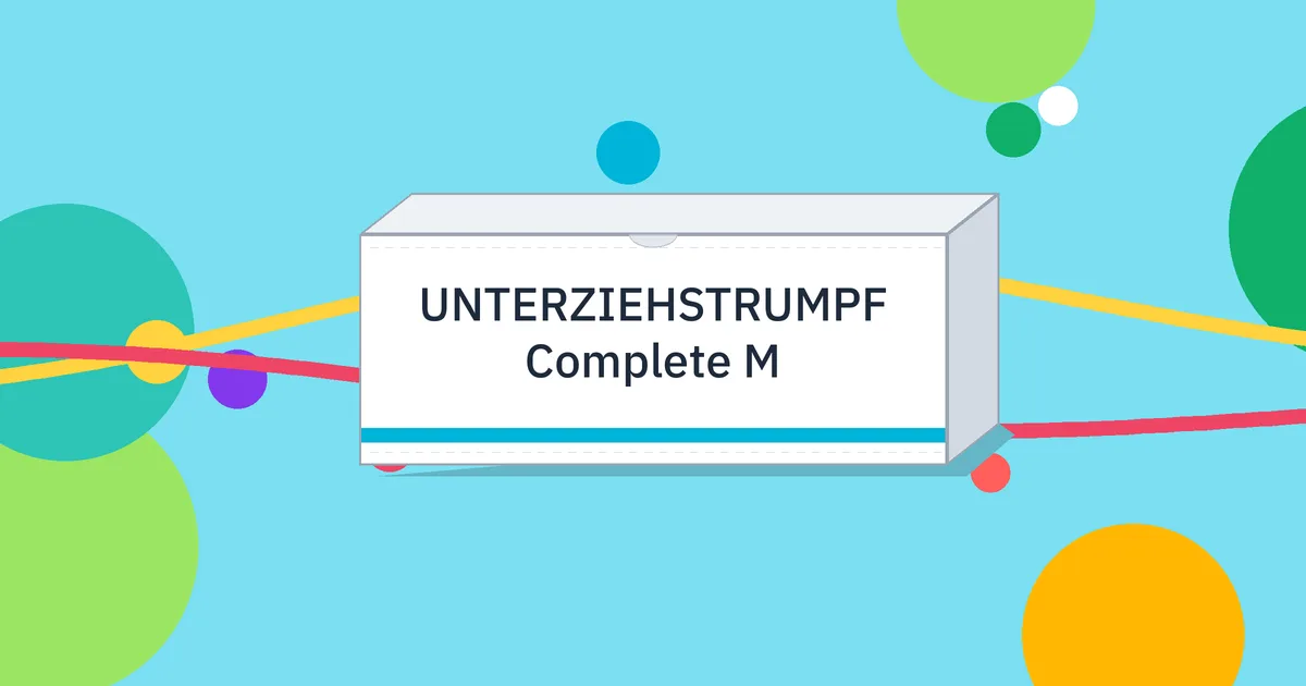 Symbolbild: Packung mit der Aufschrift UNTERZIEHSTRUMPF Complete M (PZN 18652677) – Verfügbarkeit und Bezug in Apotheken in Frankfurt am Main