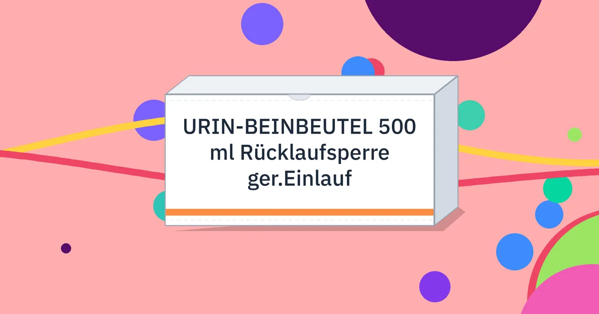 Symbolbild: Packung mit der Aufschrift URIN-BEINBEUTEL 500 ml Rücklaufsperre ger.Einlauf (PZN 20864458) – Verfügbarkeit und Bezug in Apotheken in Frankfurt am Main