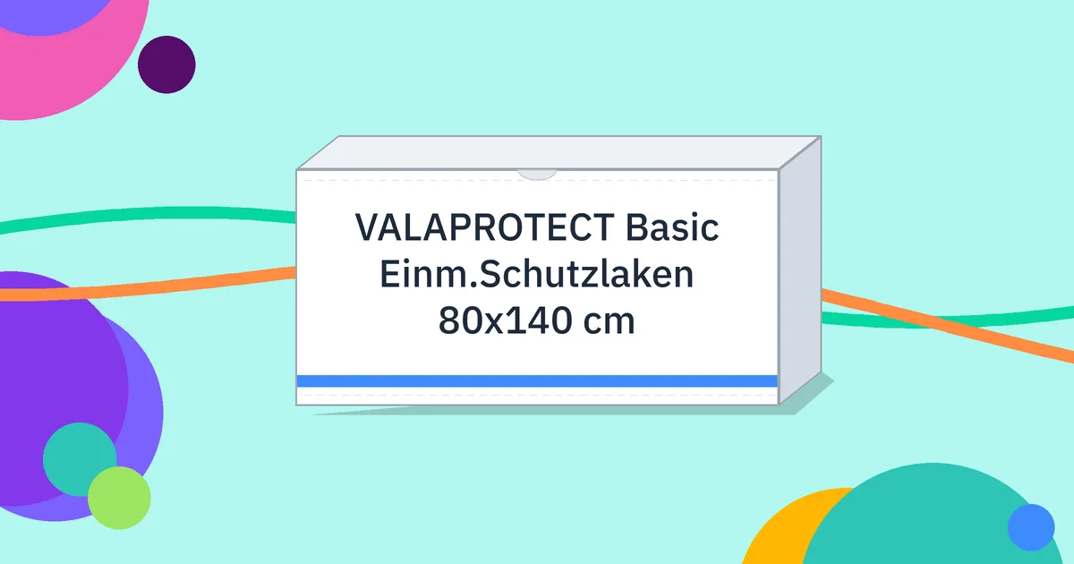 Symbolbild: Packung mit der Aufschrift VALAPROTECT Basic Einm.Schutzlaken 80x140 cm (PZN 13746126) – Verfügbarkeit und Bezug in Apotheken in Frankfurt am Main