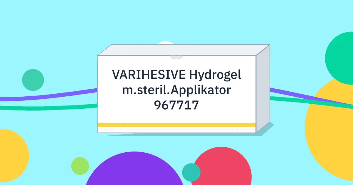Symbolbild: Packung mit der Aufschrift VARIHESIVE Hydrogel m.steril.Applikator 967717 (PZN 09292524) – Verfügbarkeit und Bezug in Apotheken in Frankfurt am Main